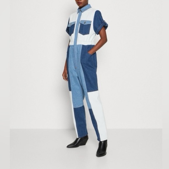 FARM Rio | Jeans | Farm Rio Denim Blue Cutwork Denim Jumpsuit | Poshmark
